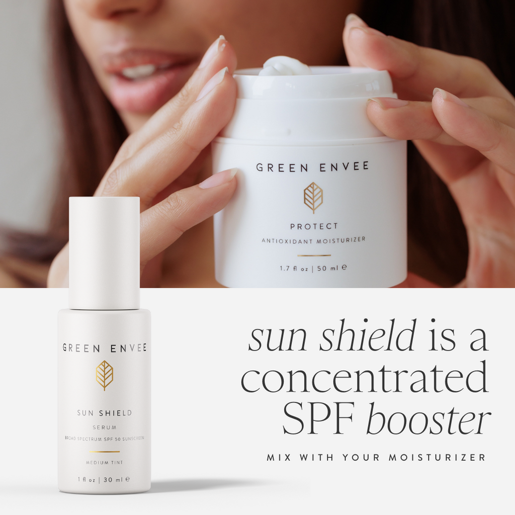 Sun Shield Serum Broad Spectrum SPF 50 Sunscreen Dark Tint – Green ...